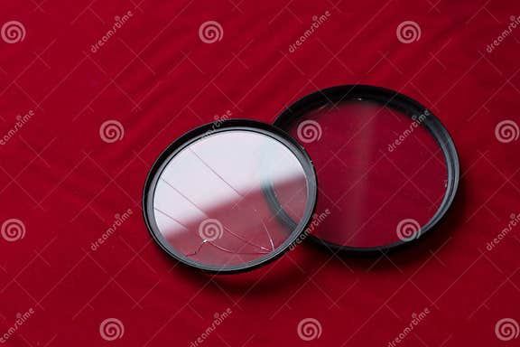 Lens Filter with a Broken Glass. Camera Lens Stock Image - Image of ...