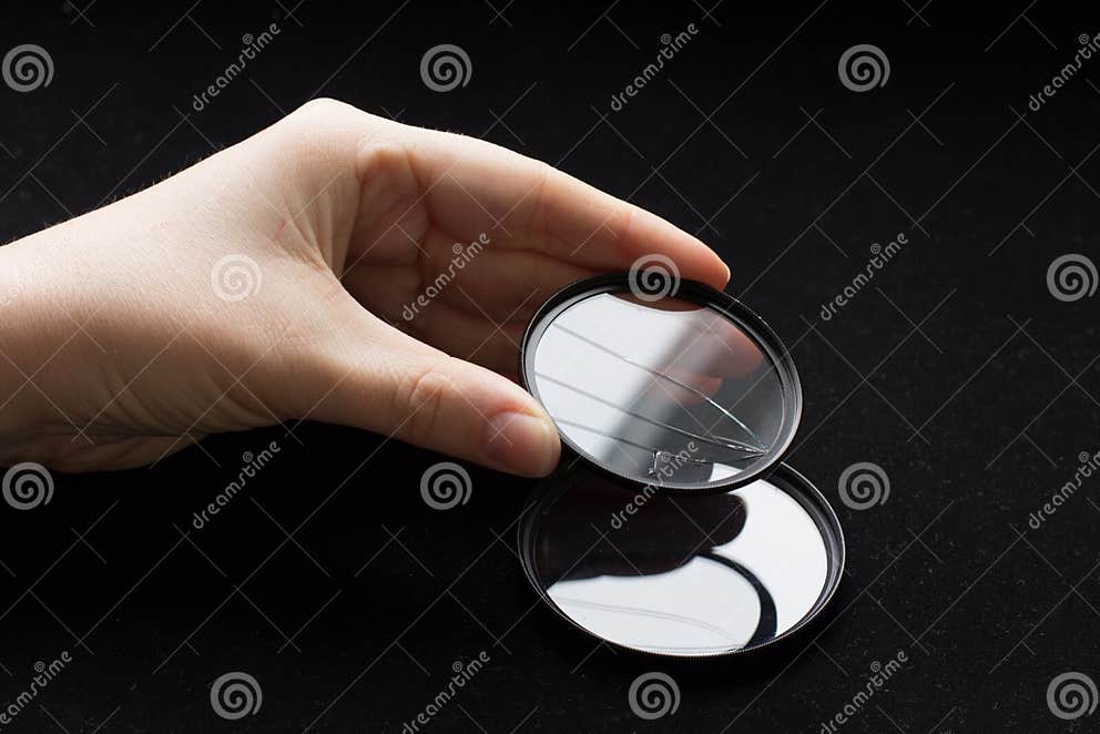 Lens Filter with a Broken Glass. Camera Lens Stock Photo - Image of ...