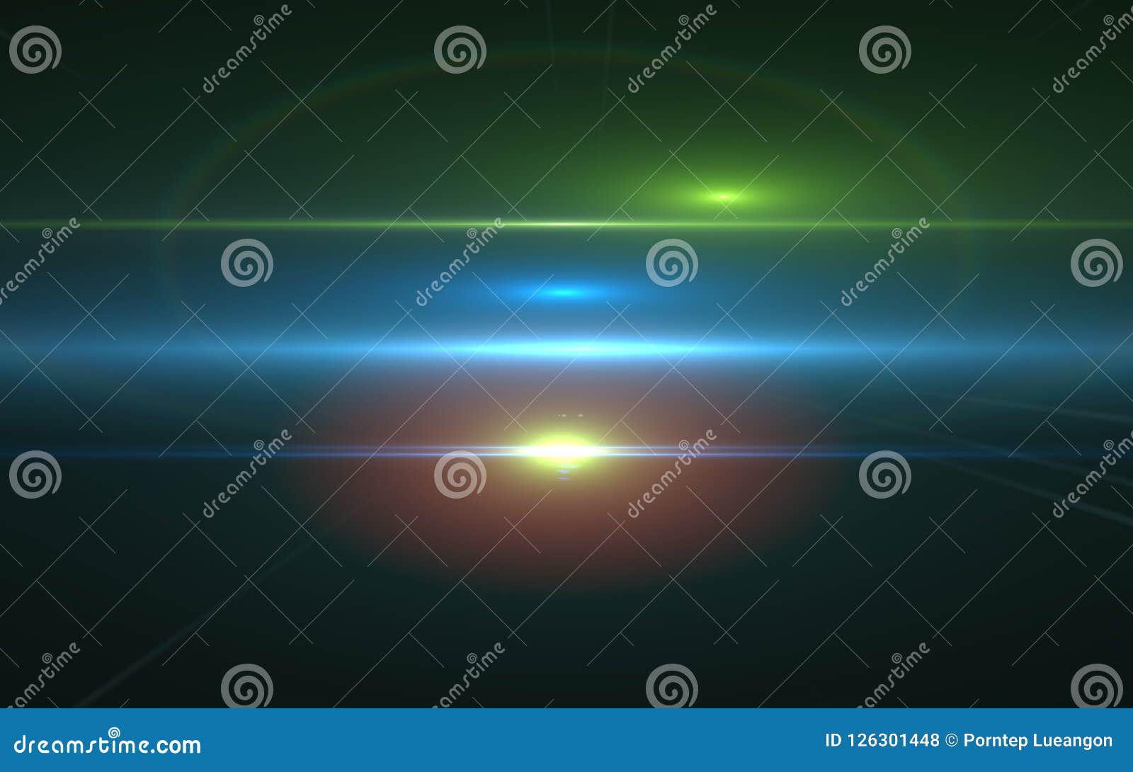 Lens Flare Light Over Black Background. Easy Replacement Composite ...