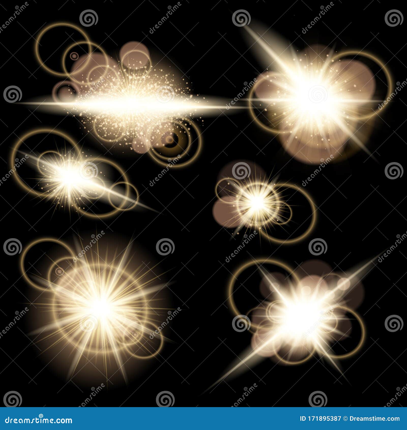 Lens Flare Set. Shining Collection Stock Vector - Illustration of ...