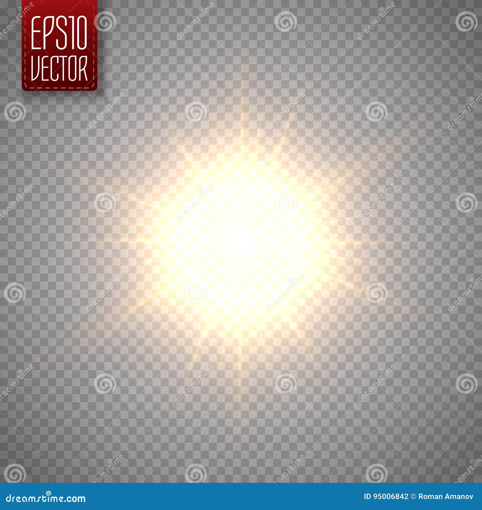 Lens Flare Vector Illustration. Sun On Transparent Background ...