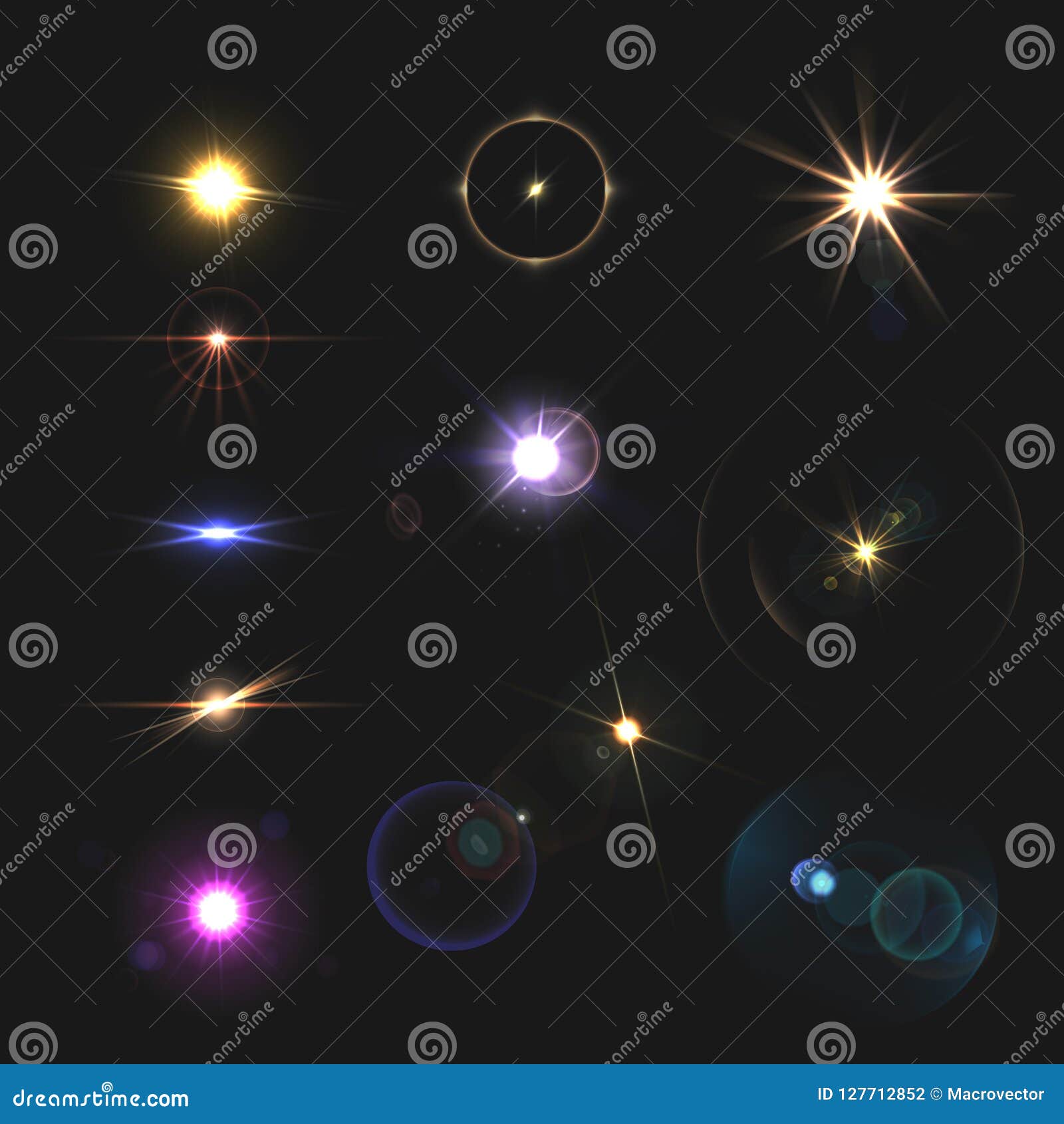 Lens Flares, Effect Of Light Refraction From Prism Or Diamond ...