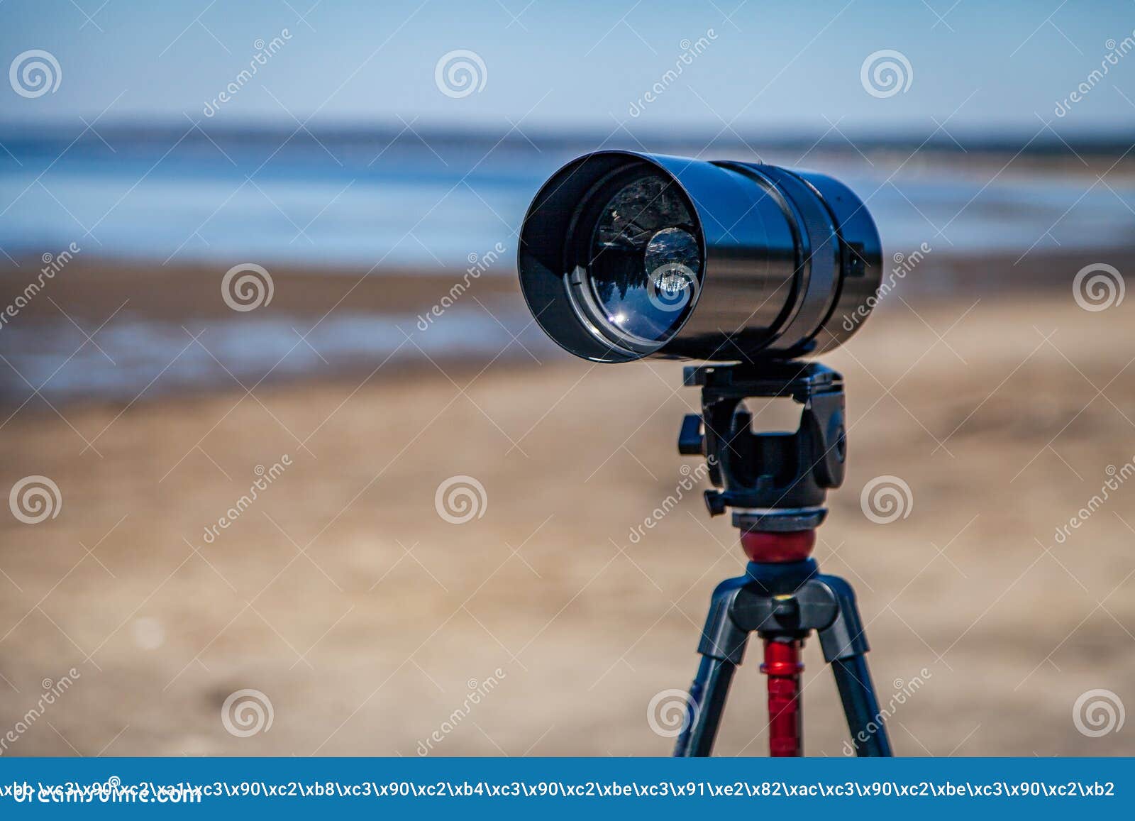 Lens on a tripod stock image. Image of eyesight, shore - 94011689