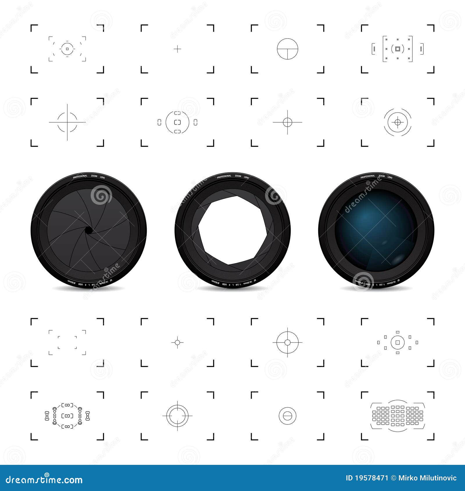 Lenses and viewfinders stock vector. Illustration of look - 19578471