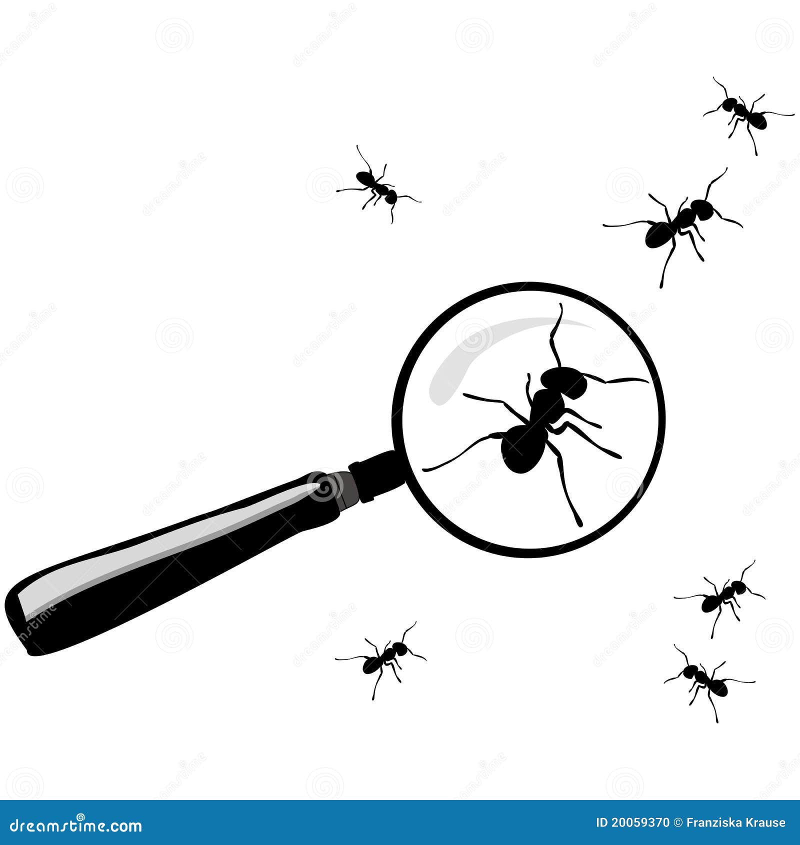 Lente D'ingrandimento Con Le Formiche Illustrazione di Stock ...