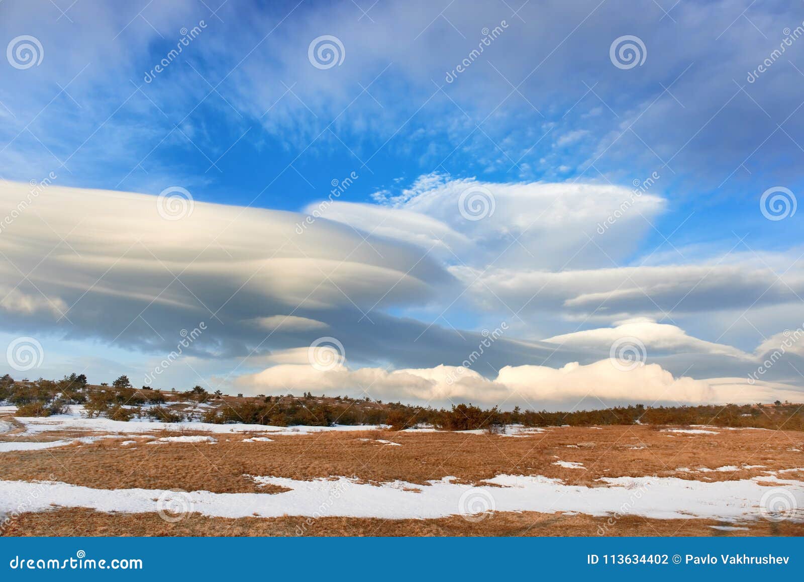 Lenticular Clouds in the Mountains Stock Photo - Image of high ...