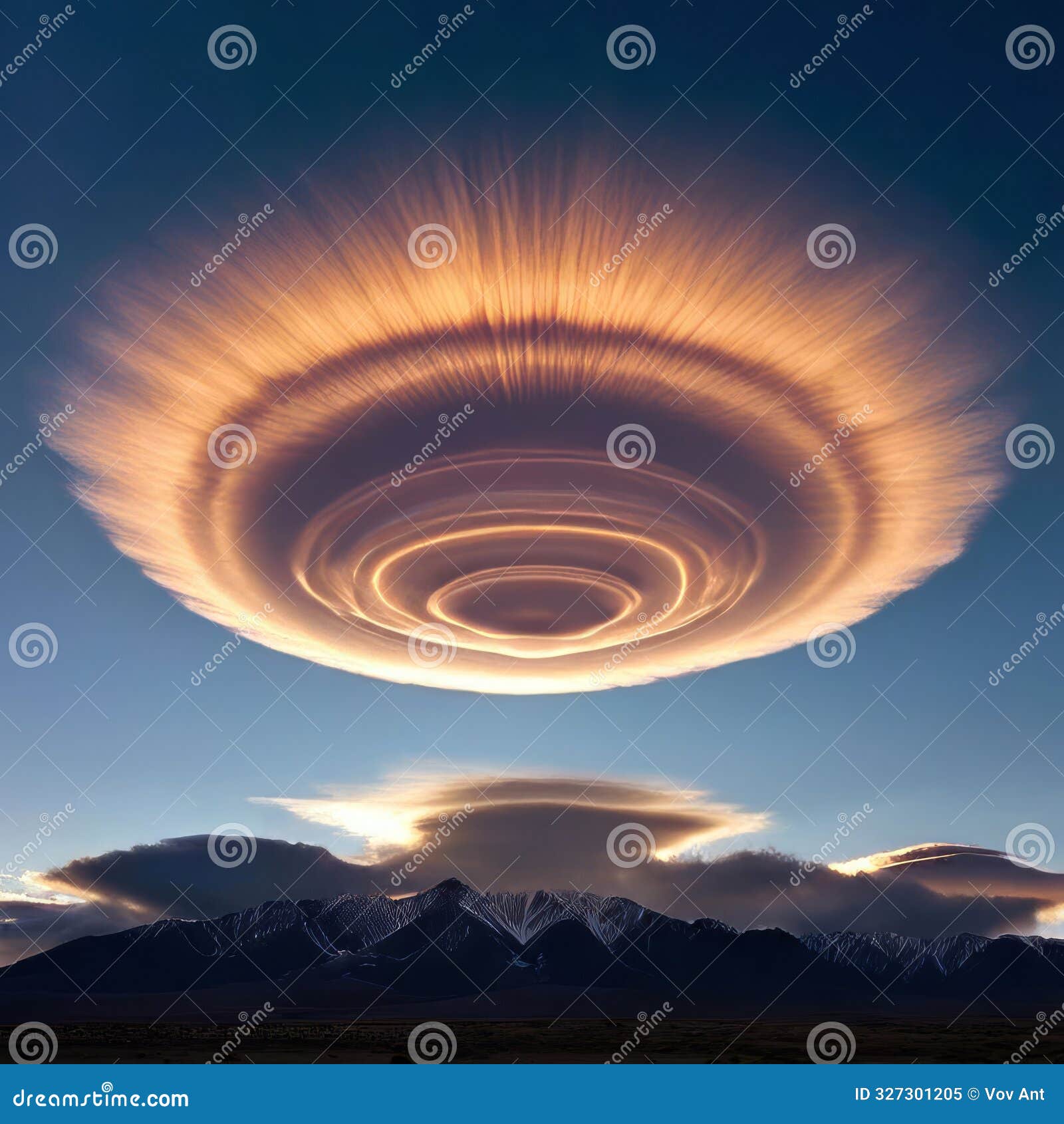Lenticular Clouds Symmetrical Lens Shaped Clouds that Stock Image ...