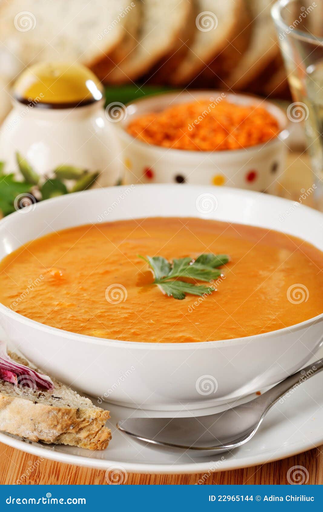 Lentil cream soup stock photo. Image of plate, fresh - 22965144