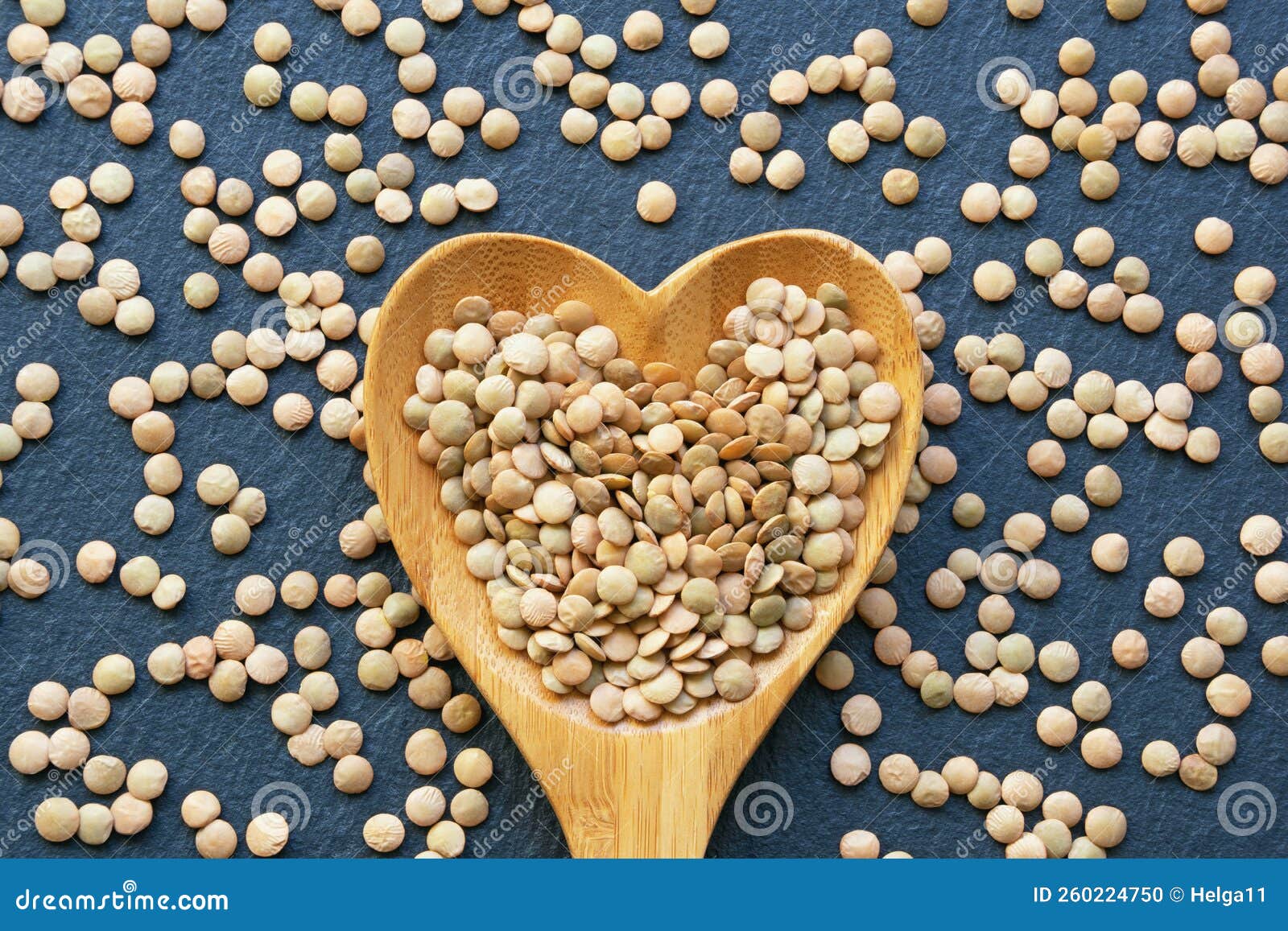 Lentil in Heart Shaped Spoon Stock Photo - Image of healthy, uncooked ...