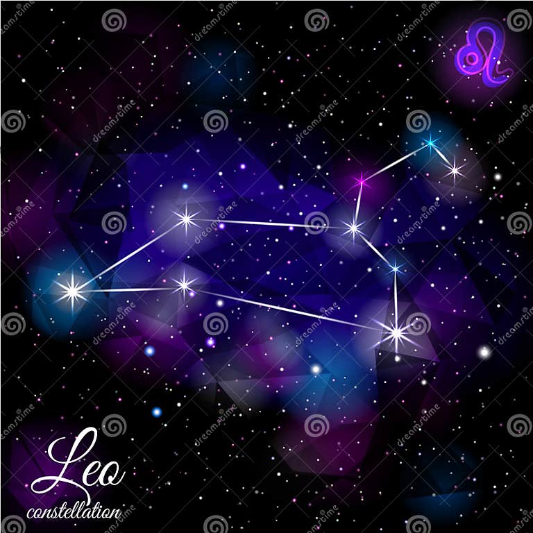 Leo Constellation with Triangular Background Ilustración del Vector - Ilustración de cielo ...