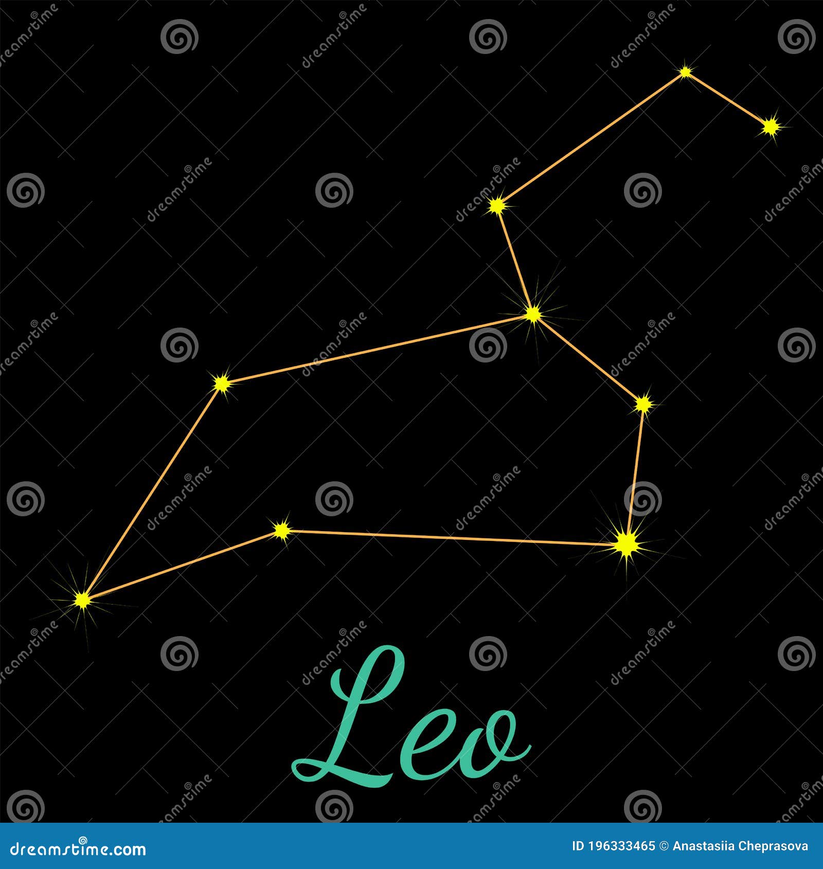 Leo Vector Constellation with Stars and Name Stock Vector ...
