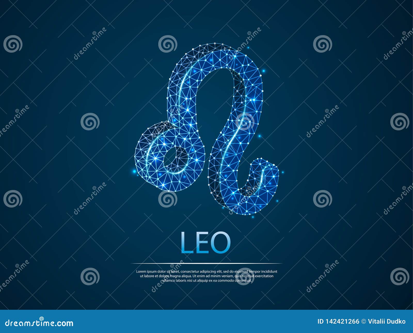 Leo Zodiac 3D Low Poly Abstract Illustration . Vector Digit Wireframe ...