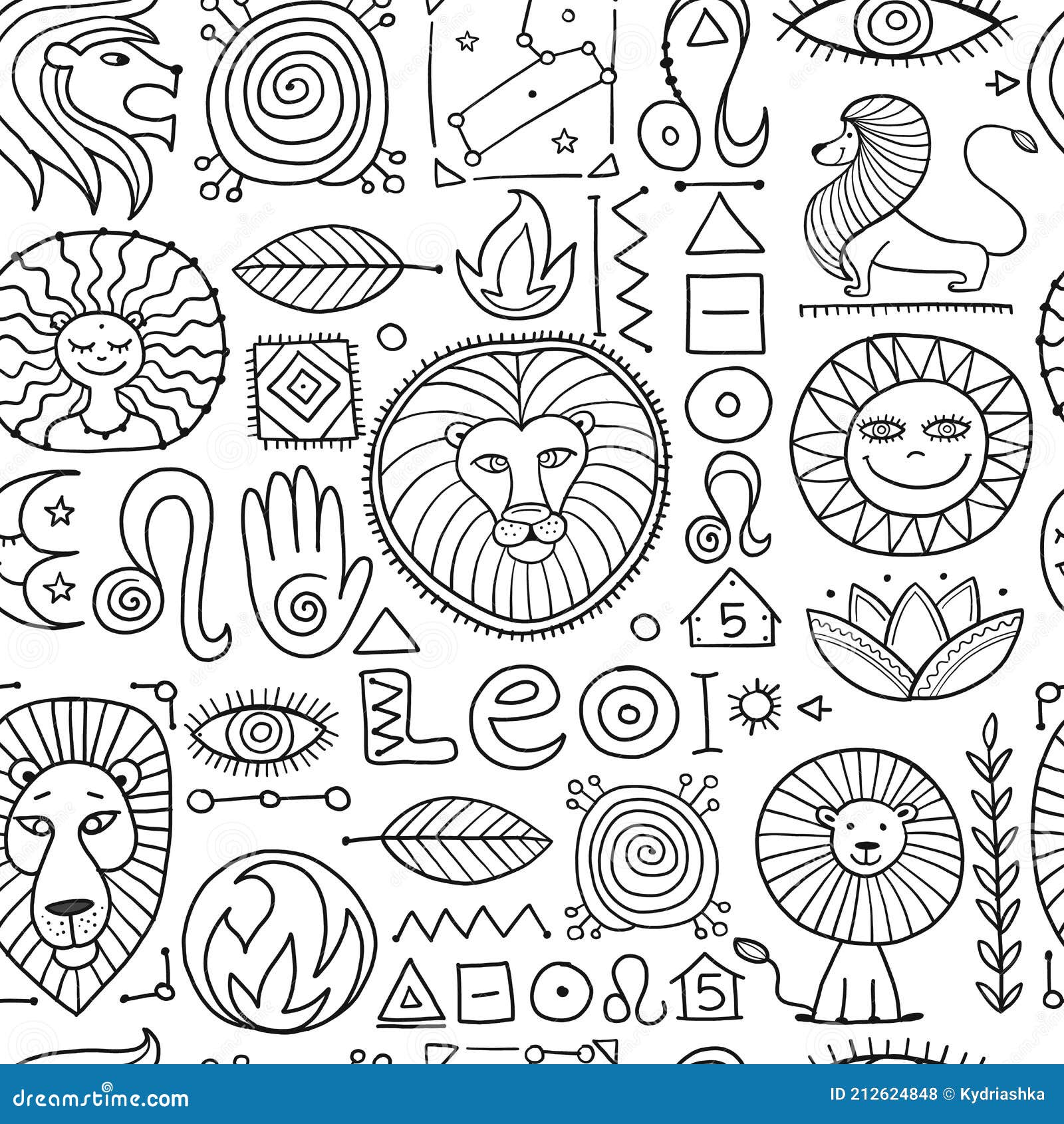 Leo Zodiac Sign. Seamless Pattern Background for Your Design Stock ...