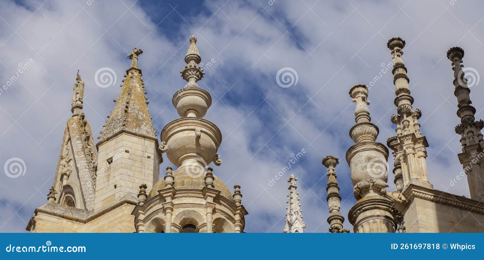 Leon Cathedral Pinnacles, Spain Stock Photo - Image of arches, cloudy ...