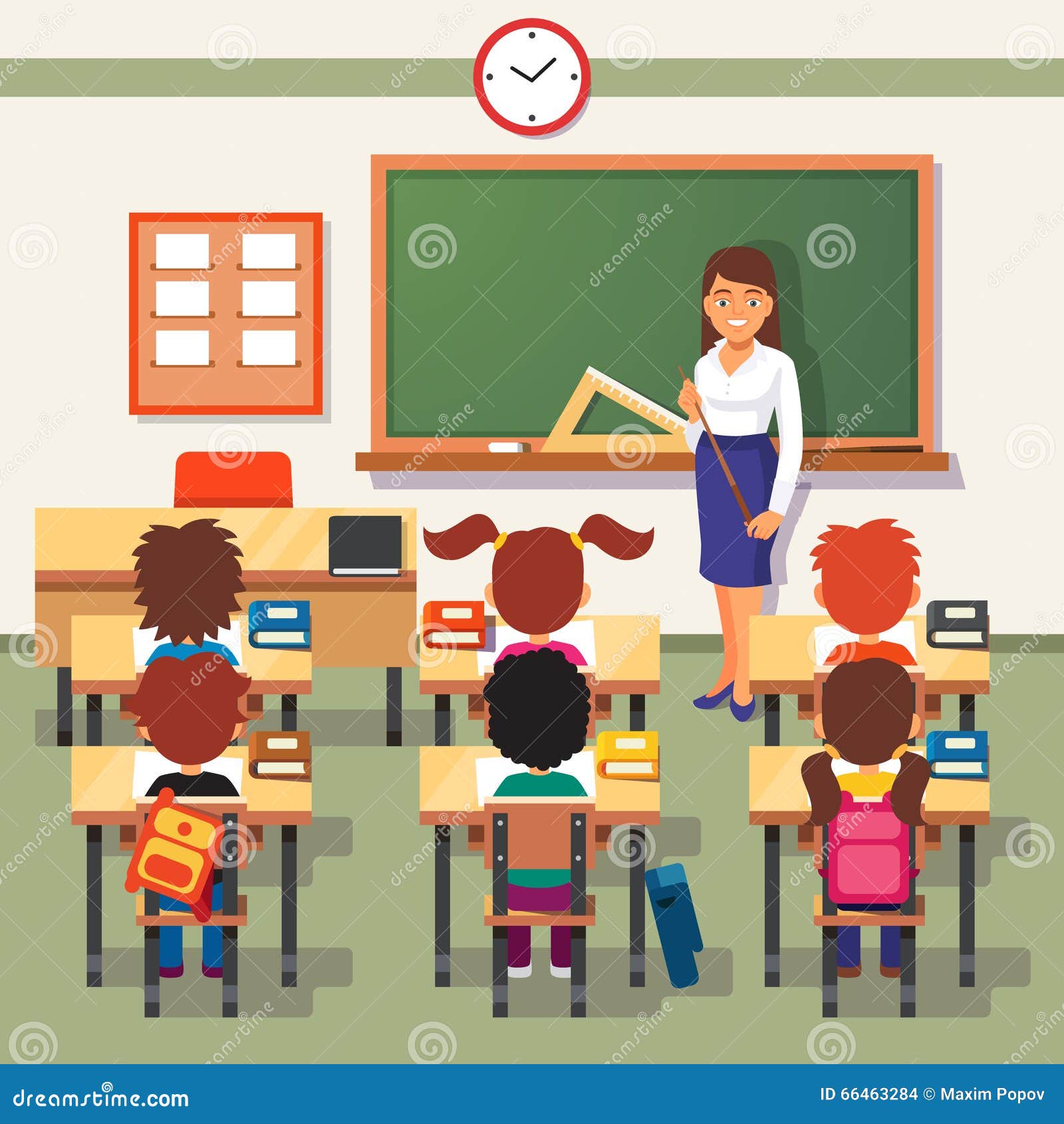 Leçon D'école Petits étudiants Et Professeur Illustration de Vecteur ...