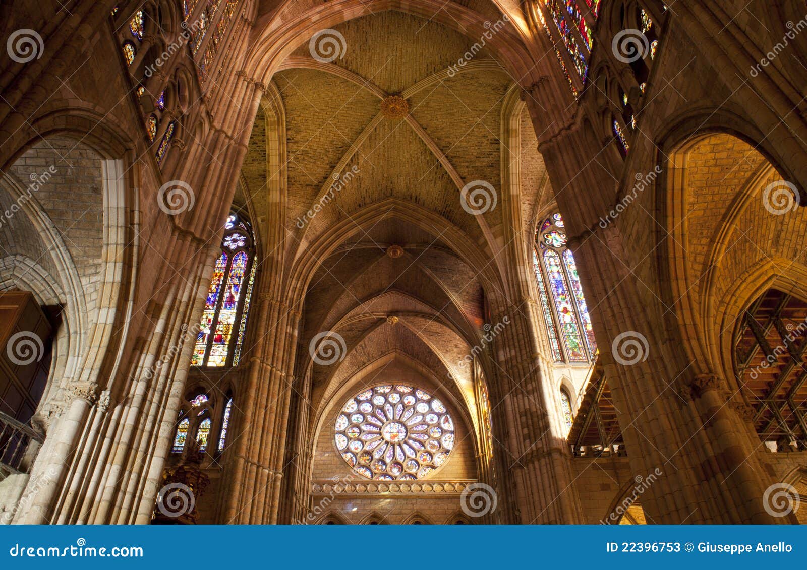 Leon s cathedral stock image. Image of leon, sunny, square - 22396753
