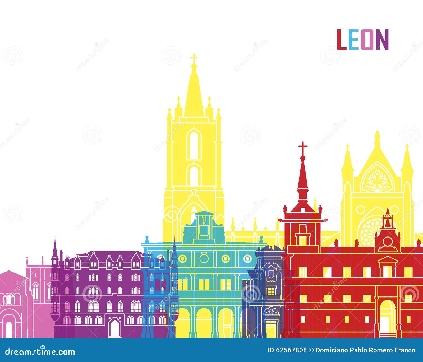 Leon skyline pop stock vector. Illustration of color - 62567808