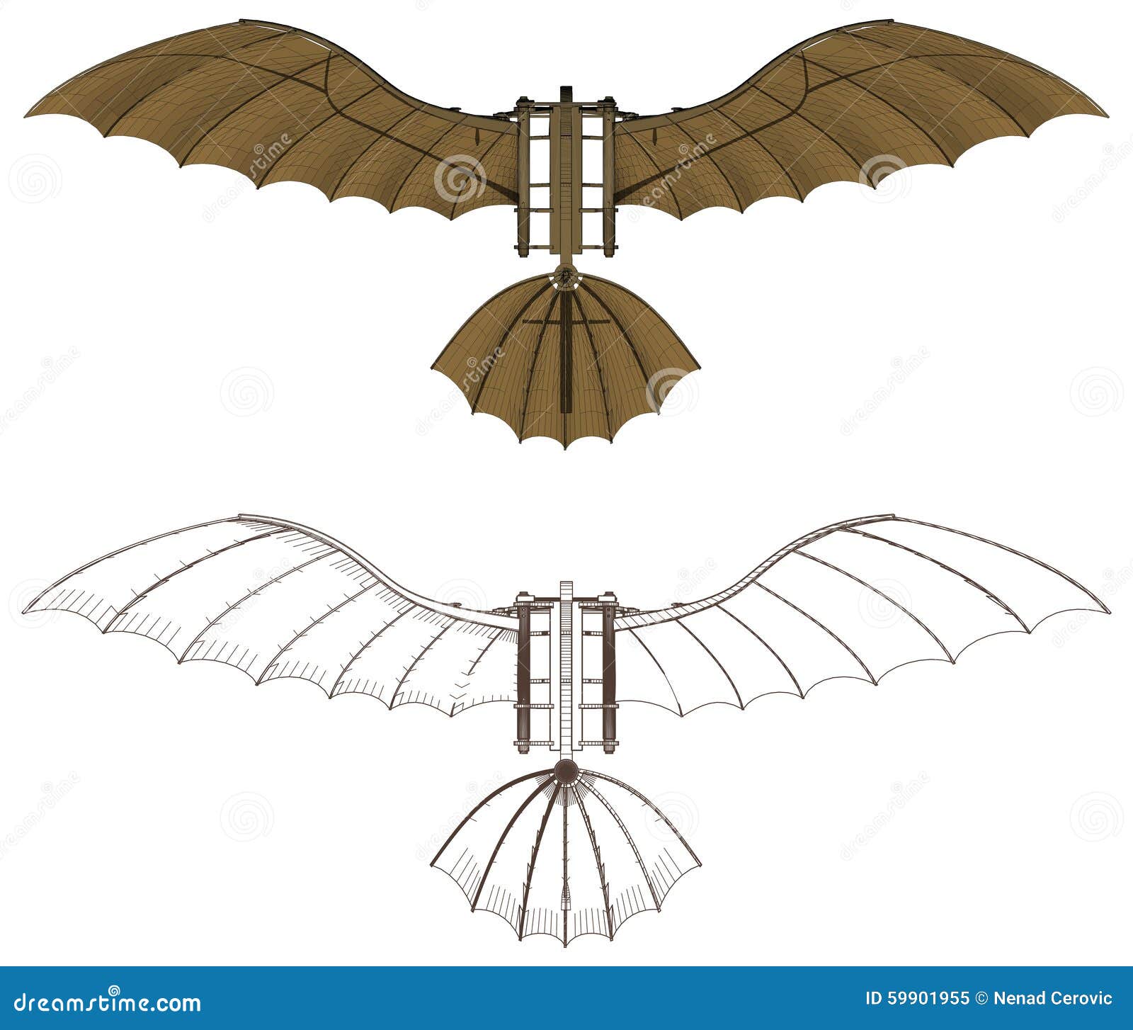 Leonardo Da Vinci Flying Machine Vector Vector Illustratie ...