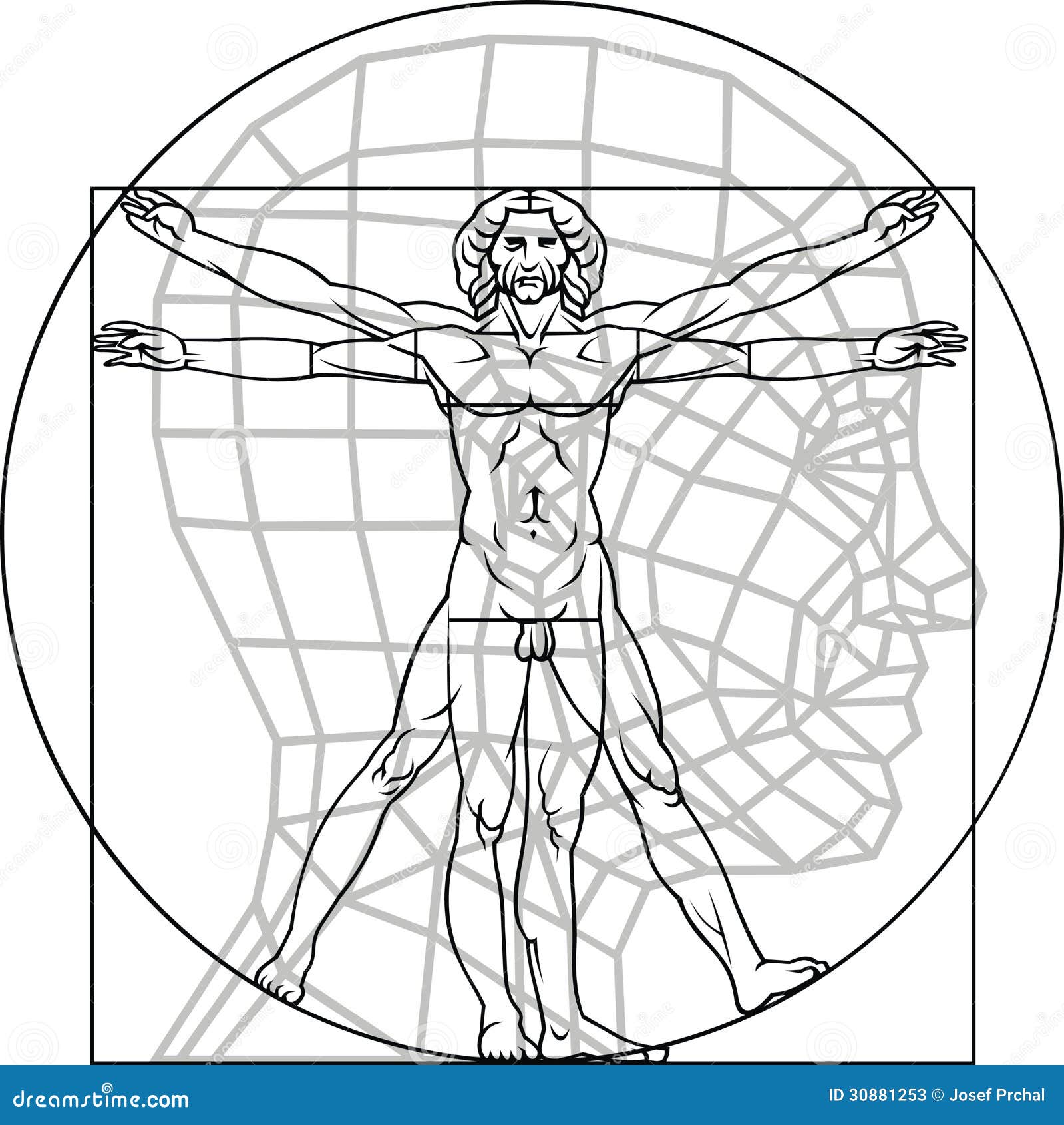 Leonardo Da Vinci Vitruvian Man Sign Logo. Stick Style Icon. Vector ...