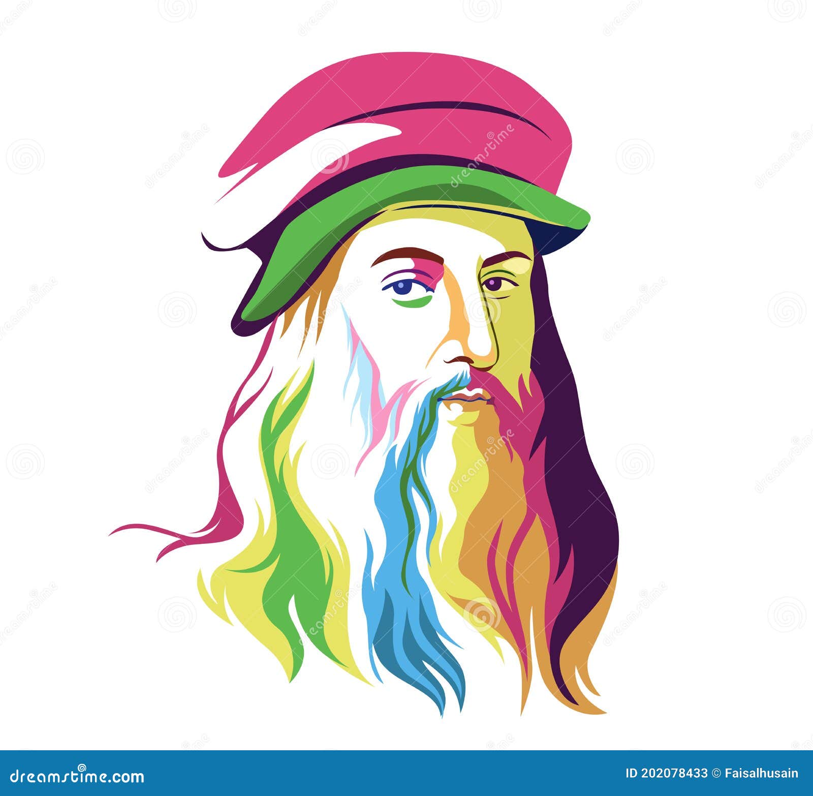 Leonardo Da Vinci Vector Portrait Editorial Stock Photo - Illustration ...