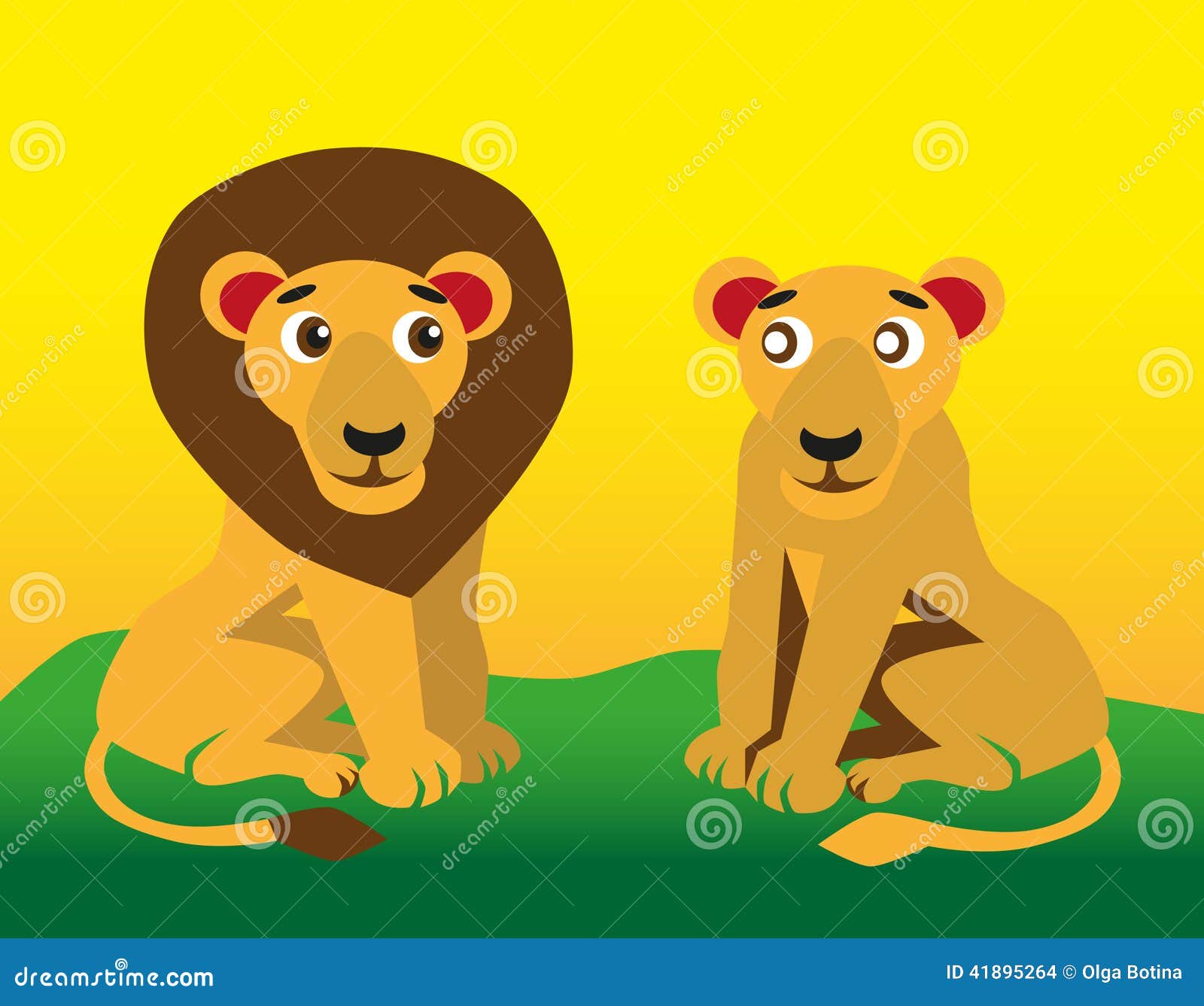 Leone e leonessa illustrazione vettoriale. Illustrazione di leone ...