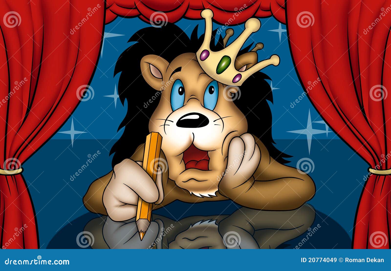 Leone nel teatro illustrazione di stock. Illustrazione di stelle - 20774049