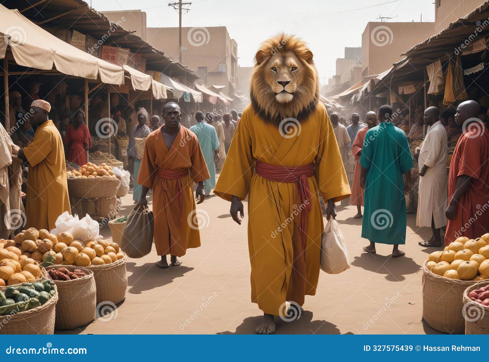 Leonin Dnd Lion Man in a Desert Stock Illustration - Illustration of ...