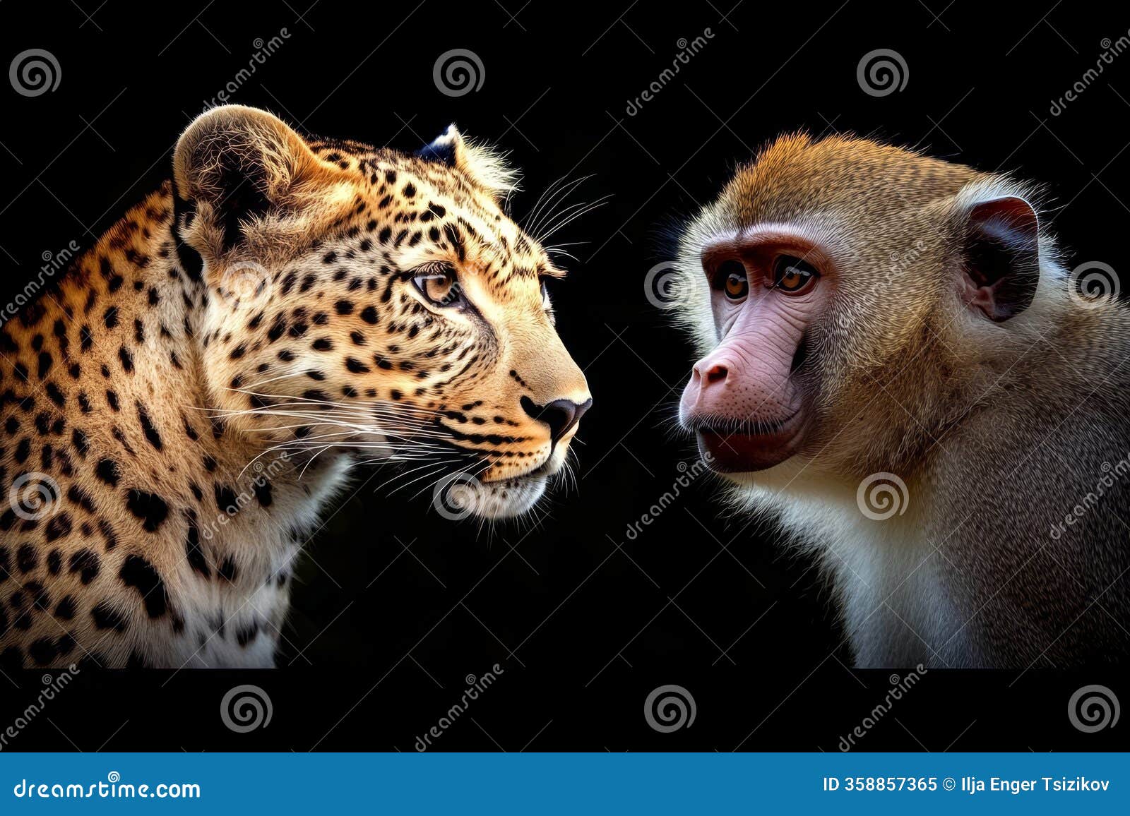 Leopard and Baboon a Captivating Study in Contrast, Wildlife Portrait ...