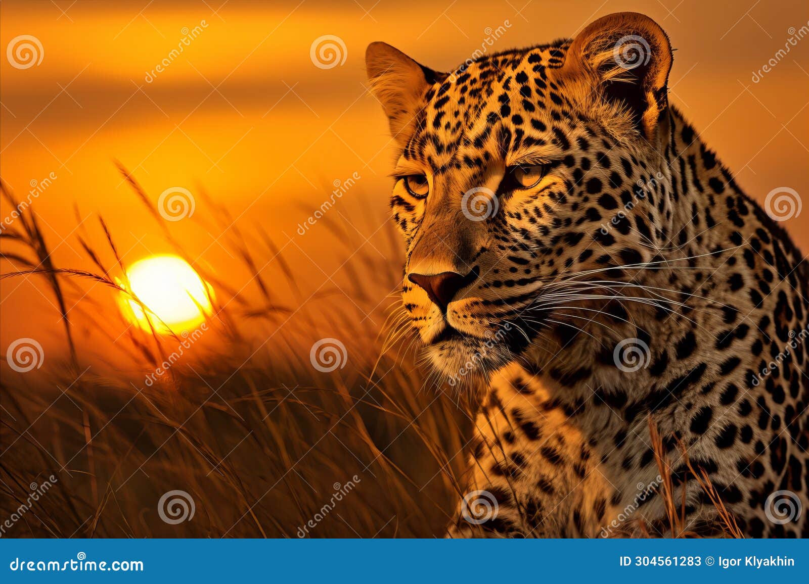 Leopard Blends Seamlessly with African Savannah As Sun Sets, Emerging ...