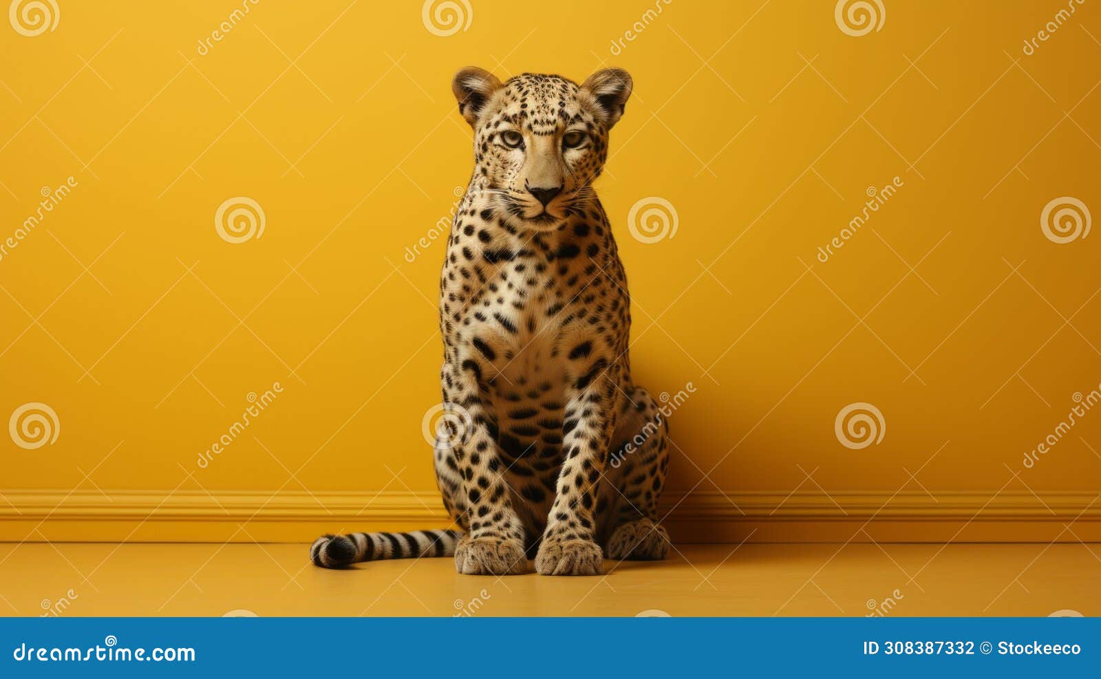 Minimalist 3d Rendering of a Charming Leopard on a Yellow Wall Stock ...