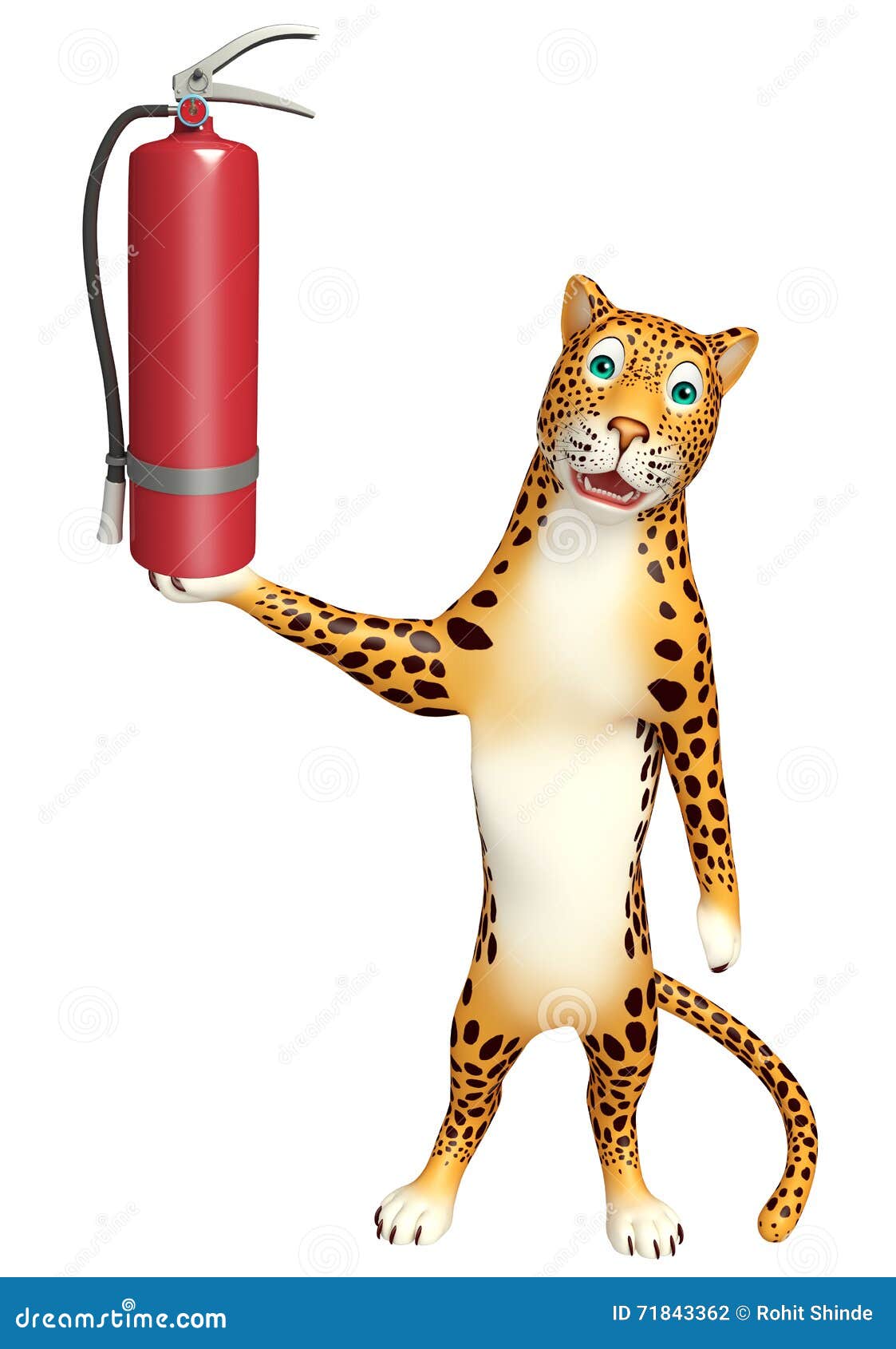 Leopard Cartoon Character with Fire Extinguishing Stock Illustration ...