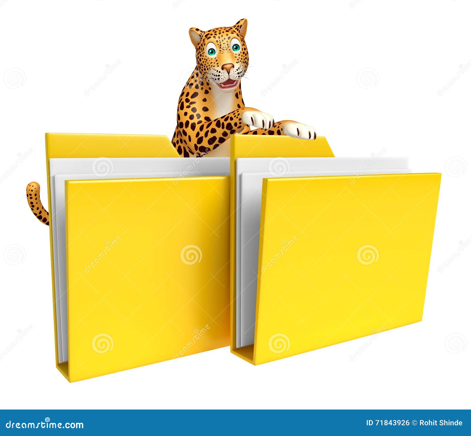 Leopard Cartoon Character with Folder Stock Illustration - Illustration ...
