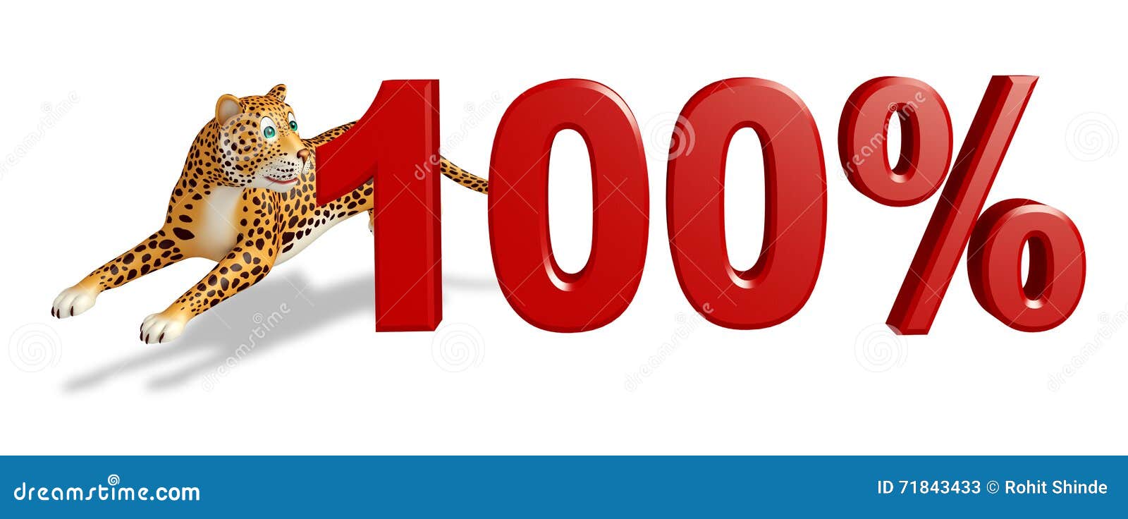 Leopard Cartoon Character with 100 Sign Stock Illustration ...