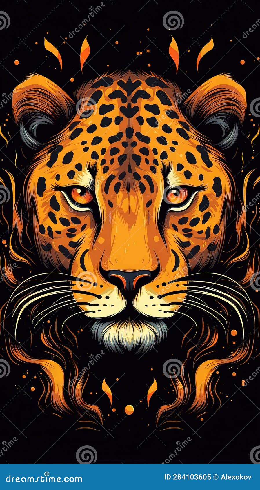 Leopard Cartoon Illustration on Dark Background. Generative AI Stock ...