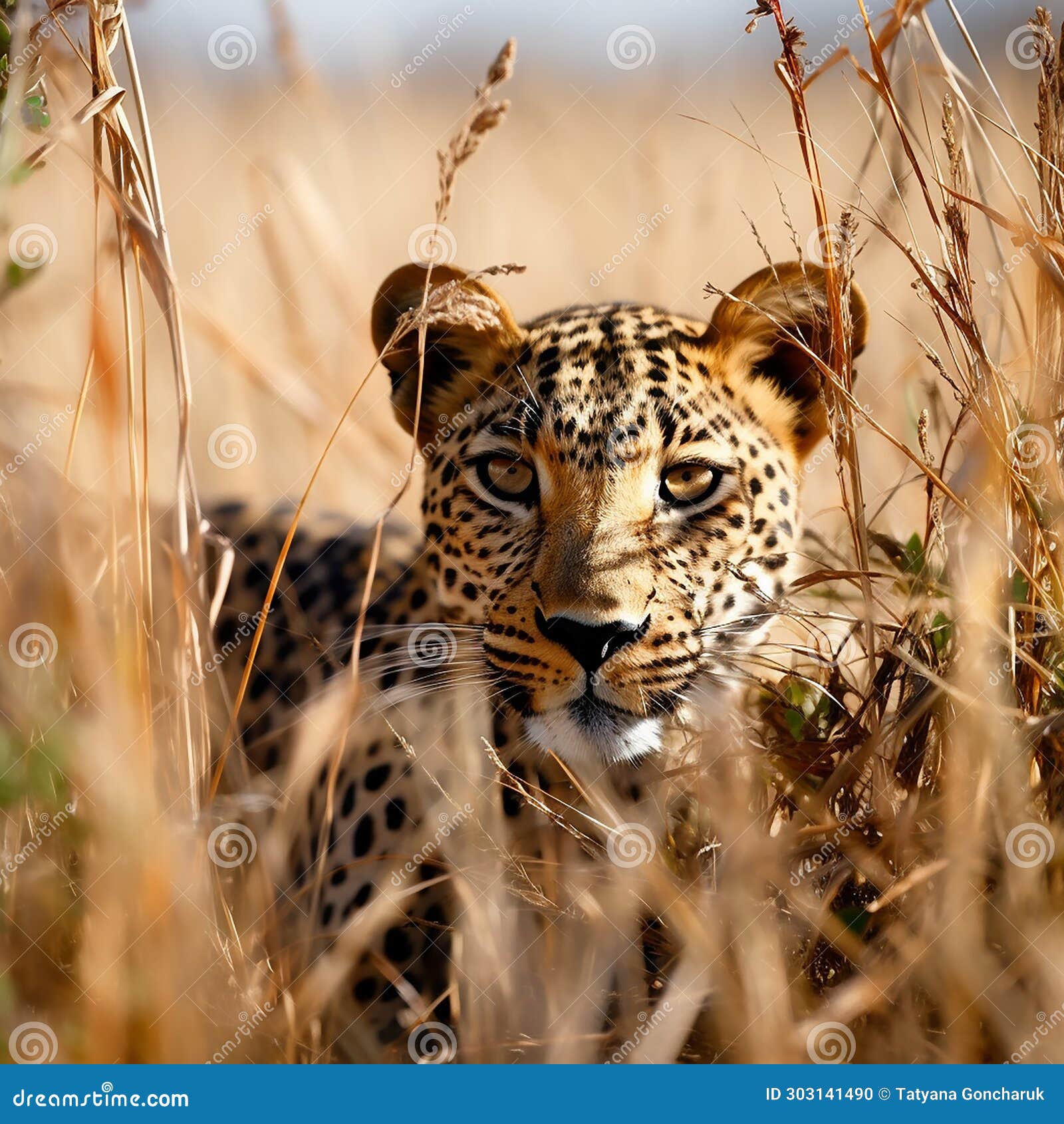 Leopard, Cheetah Hunting in the Savannah Stock Illustration ...