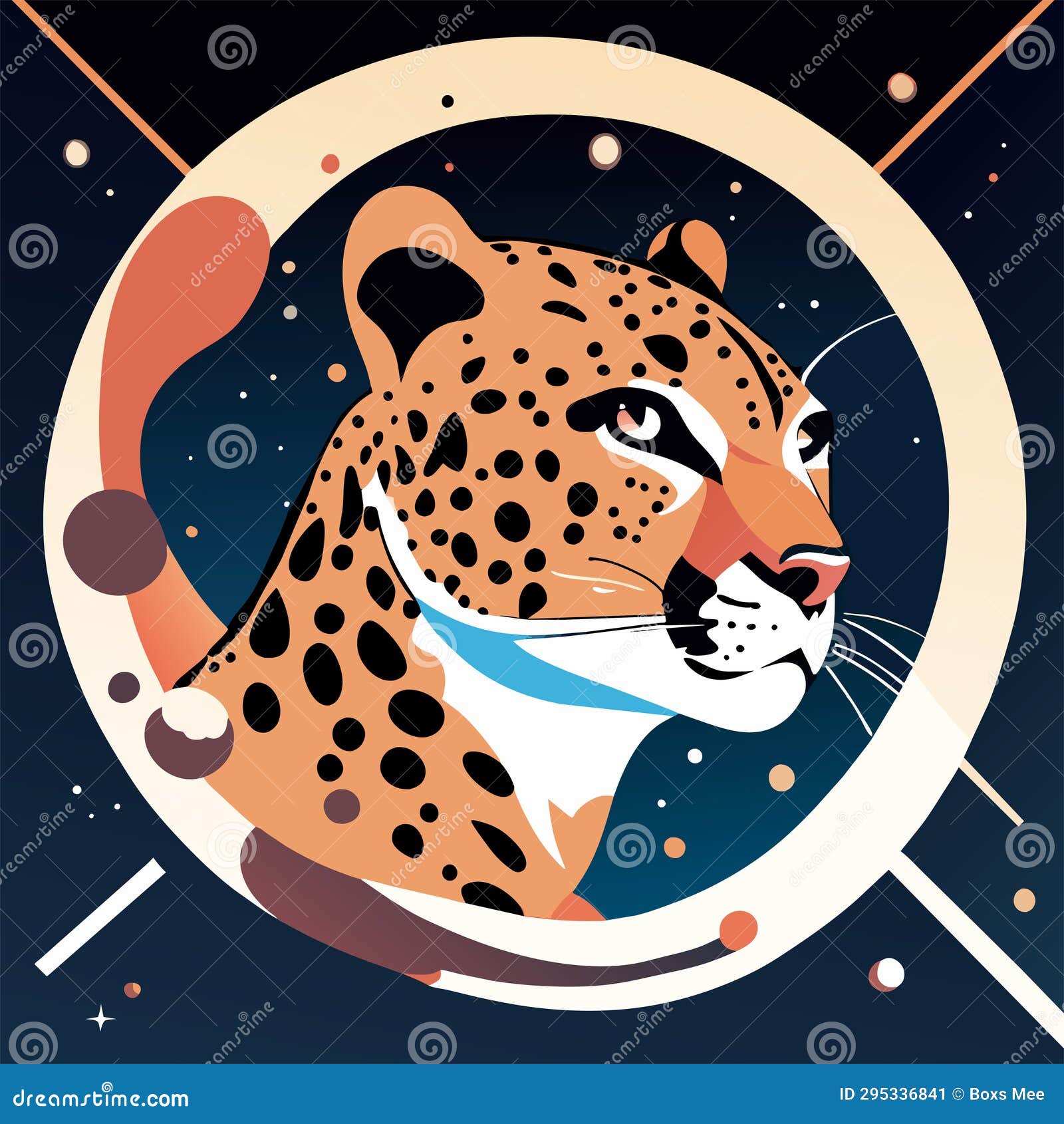 Leopard in the Circle. Vector Illustration in Flat Cartoon Style Stock ...