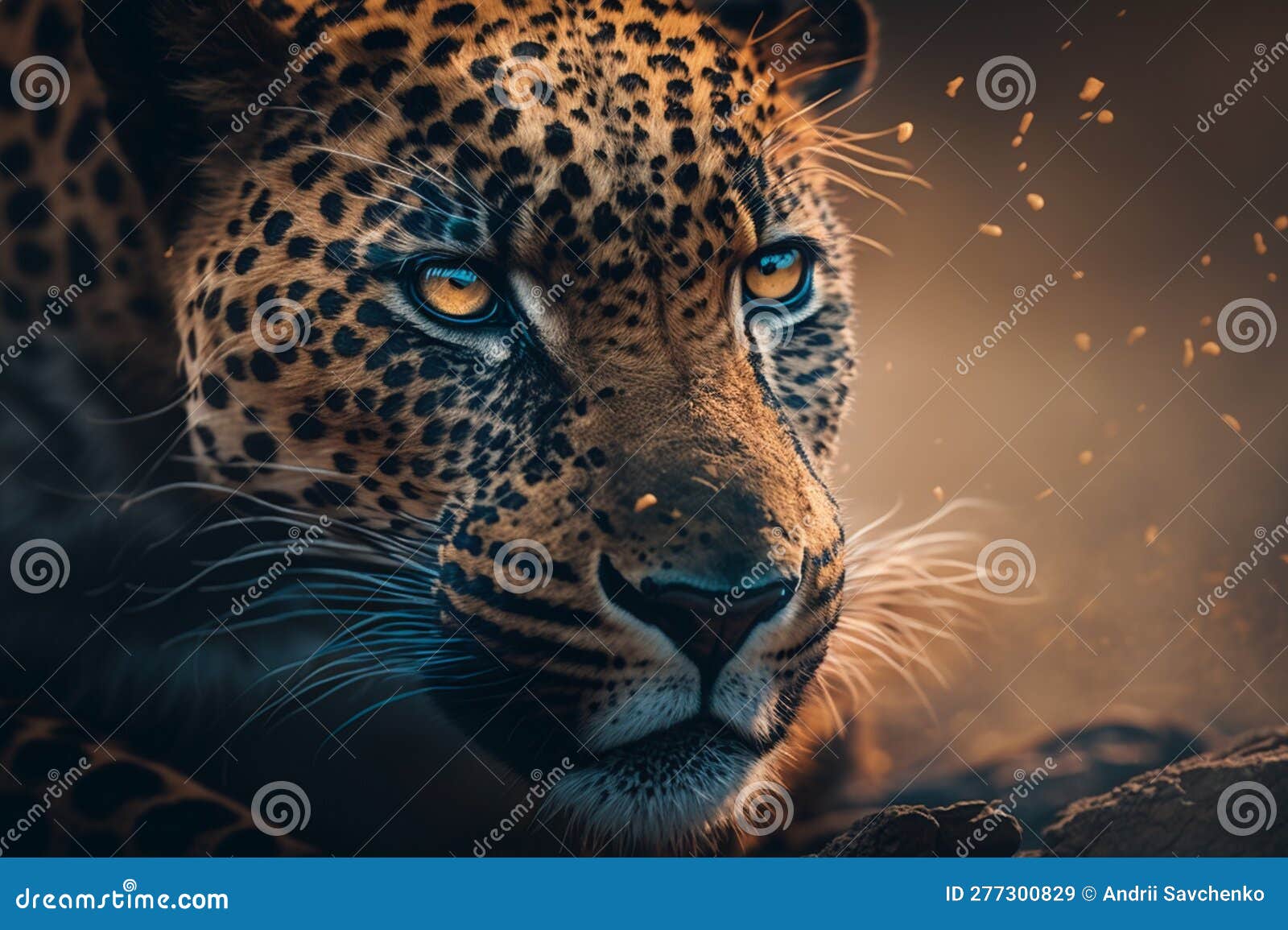 Leopard Close-up. Wild Cat in Nature Stock Illustration - Illustration ...