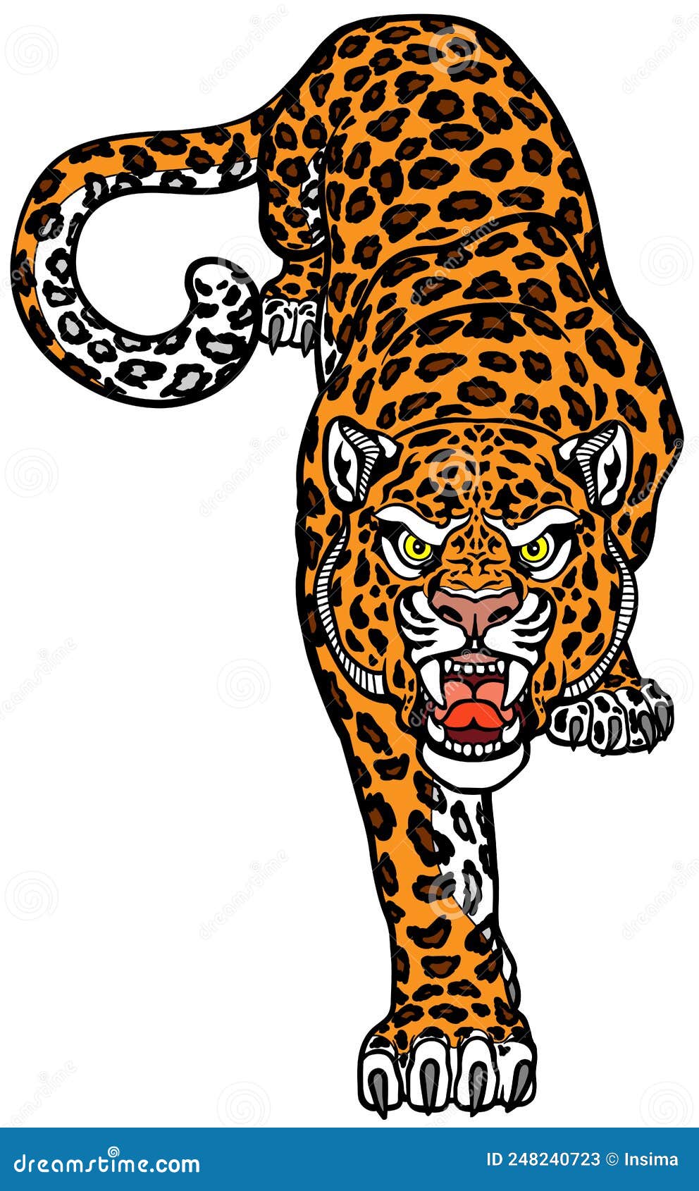 Leopard Crawl Stalking. Front View Stock Vector - Illustration of ...