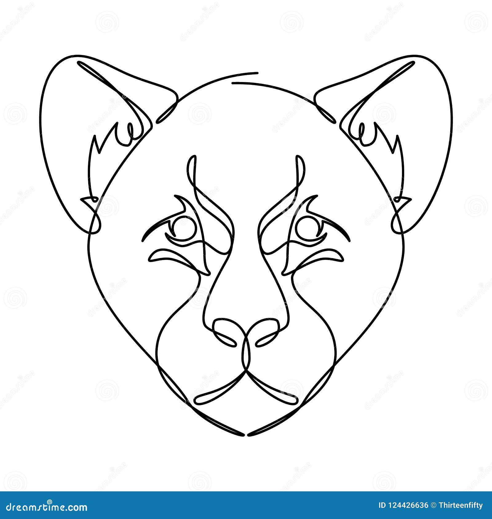 Leopard Cub Continuous Line Vector Graphic Stock Vector - Illustration ...