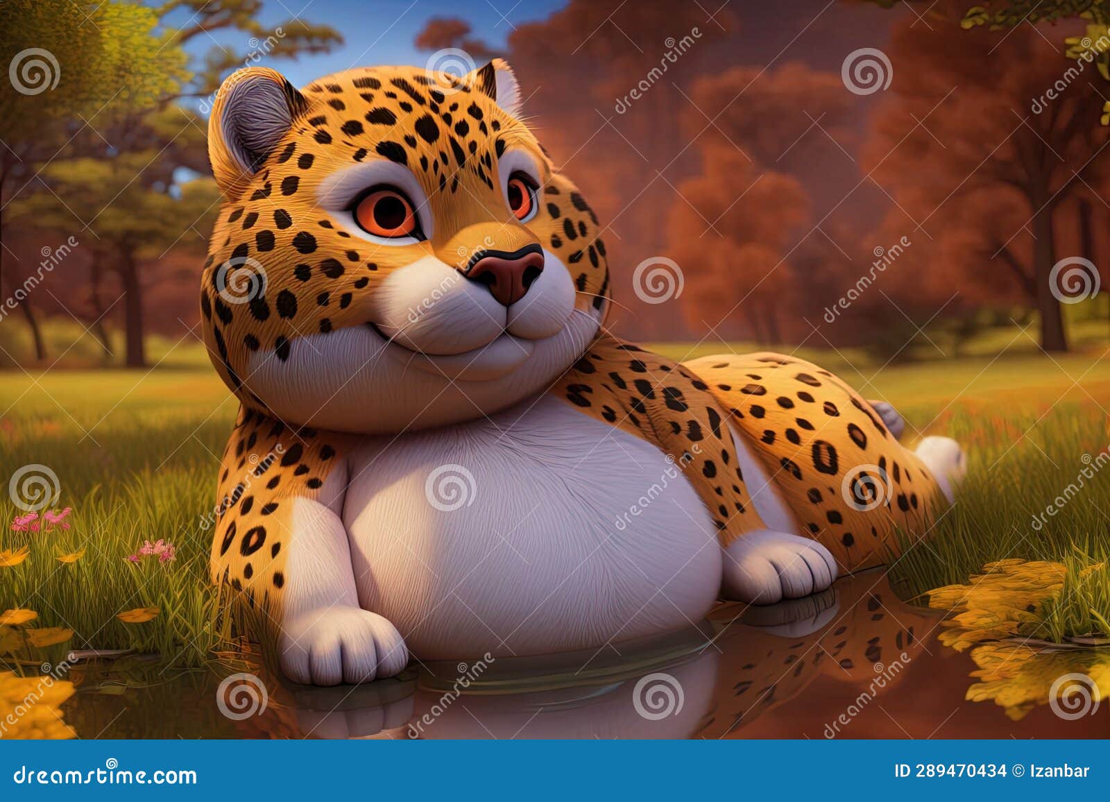 Leopard Cat. Cute Wild Animal Illustration. Jungle Jaguar. Blue Running ...