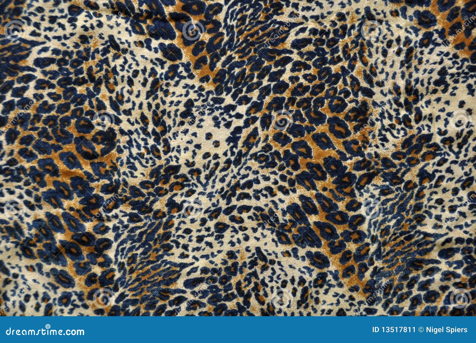 Leopard Fabric Blue, Tan & Cream Stock Image - Image of upholstery ...