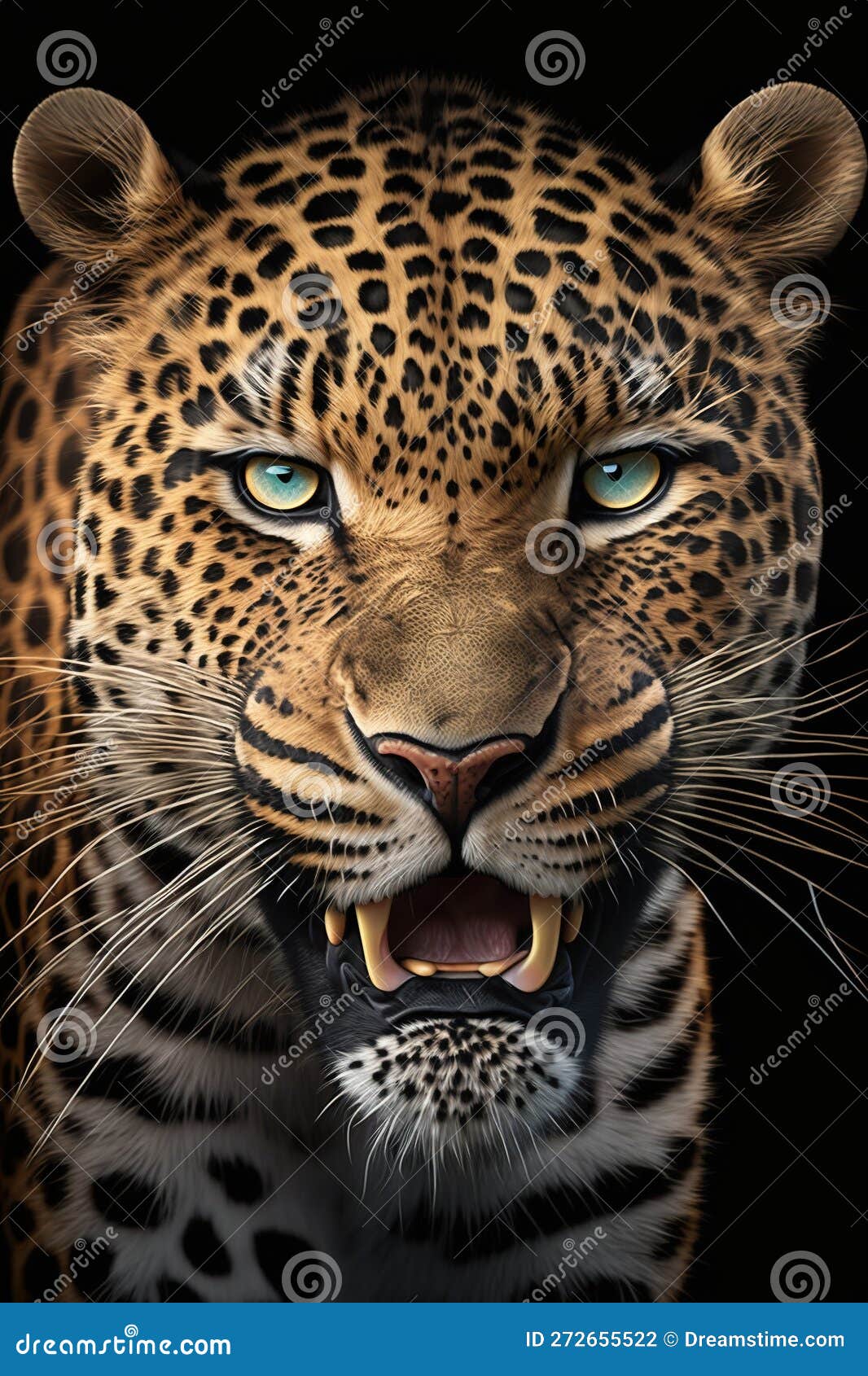 Leopard Face with Mouth Slightly Open. Generative AI Stock Illustration ...