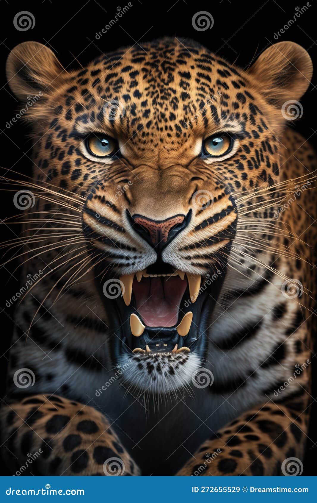 Leopard Face with Mouth Slightly Open. Generative AI Stock Illustration ...