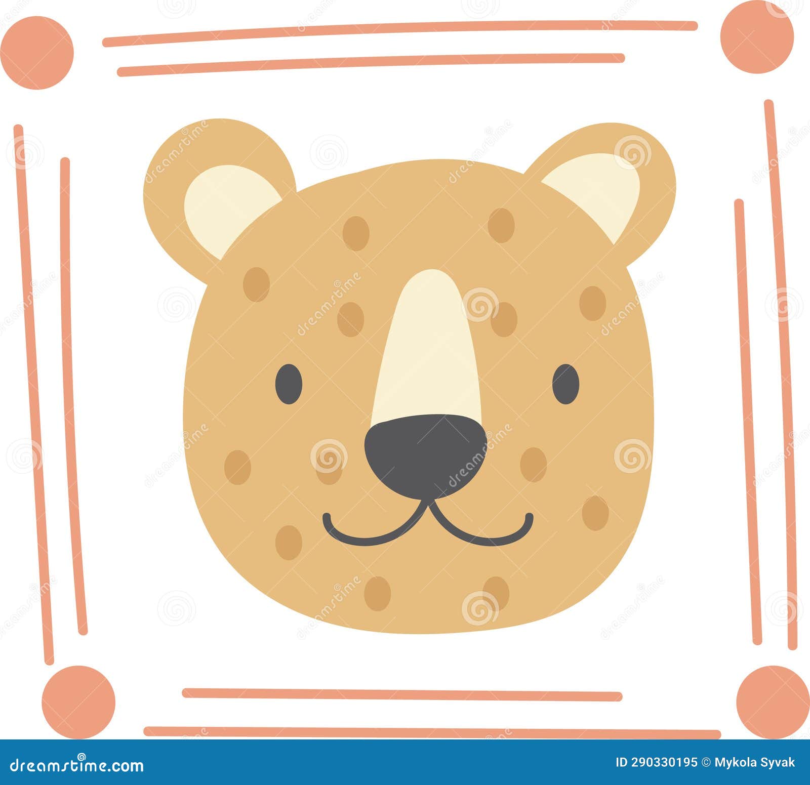 Leopard Face Portrait stock illustration. Illustration of predator ...