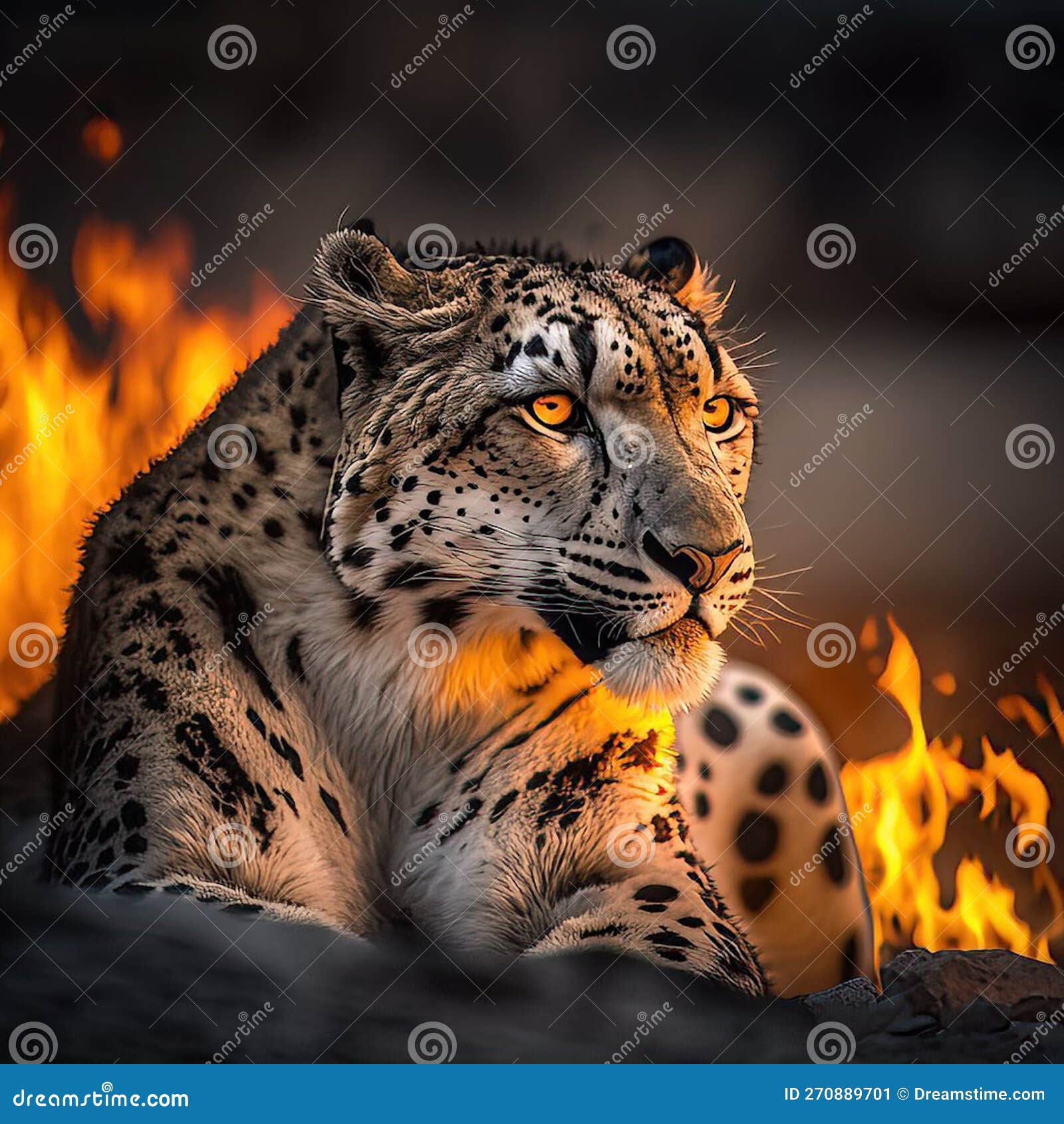A leopard with flame stock illustration. Illustration of whiskers - 270889701