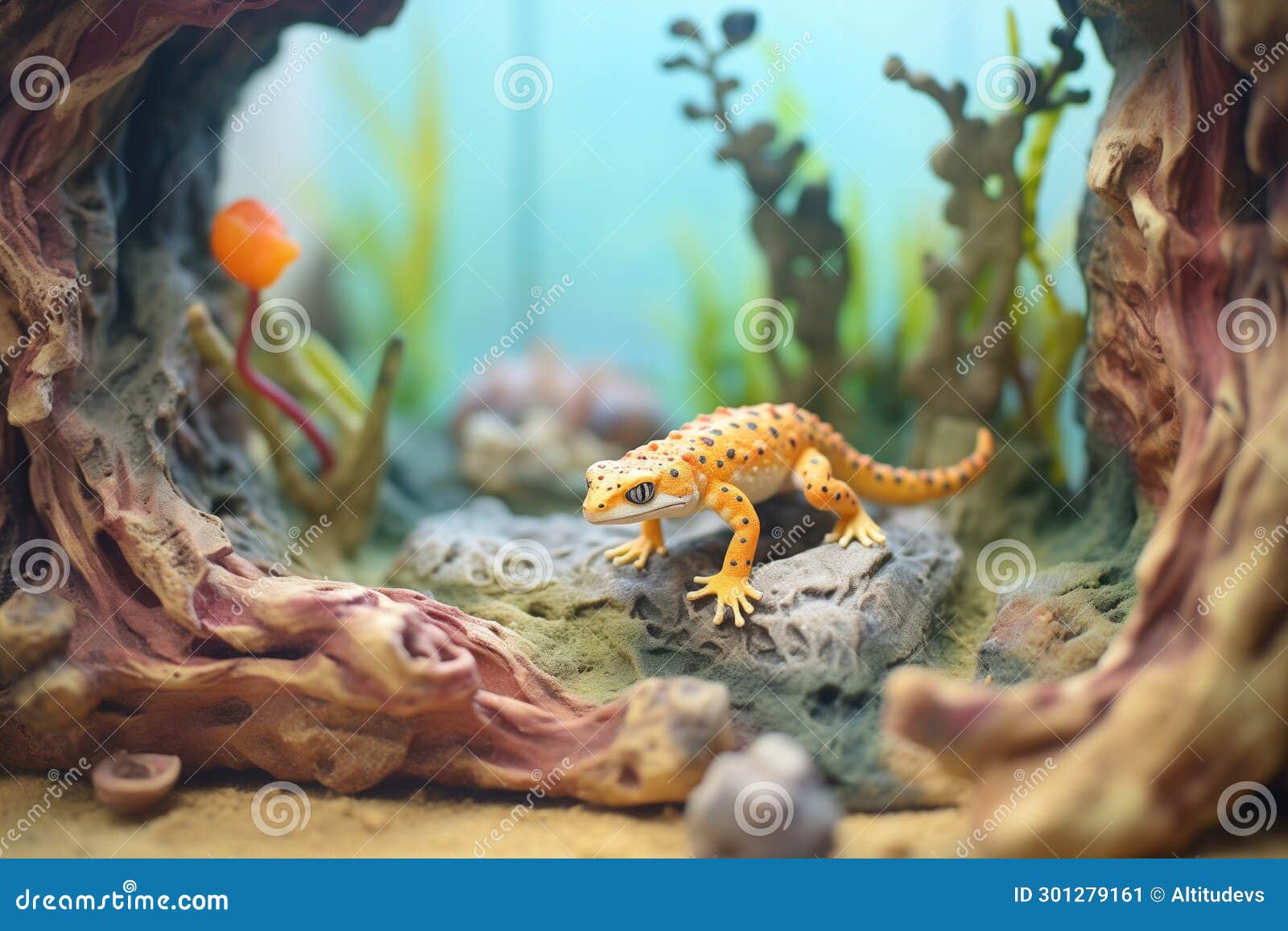 Leopard Gecko Ambush from Cave Entrance Stock Image - Image of creature ...