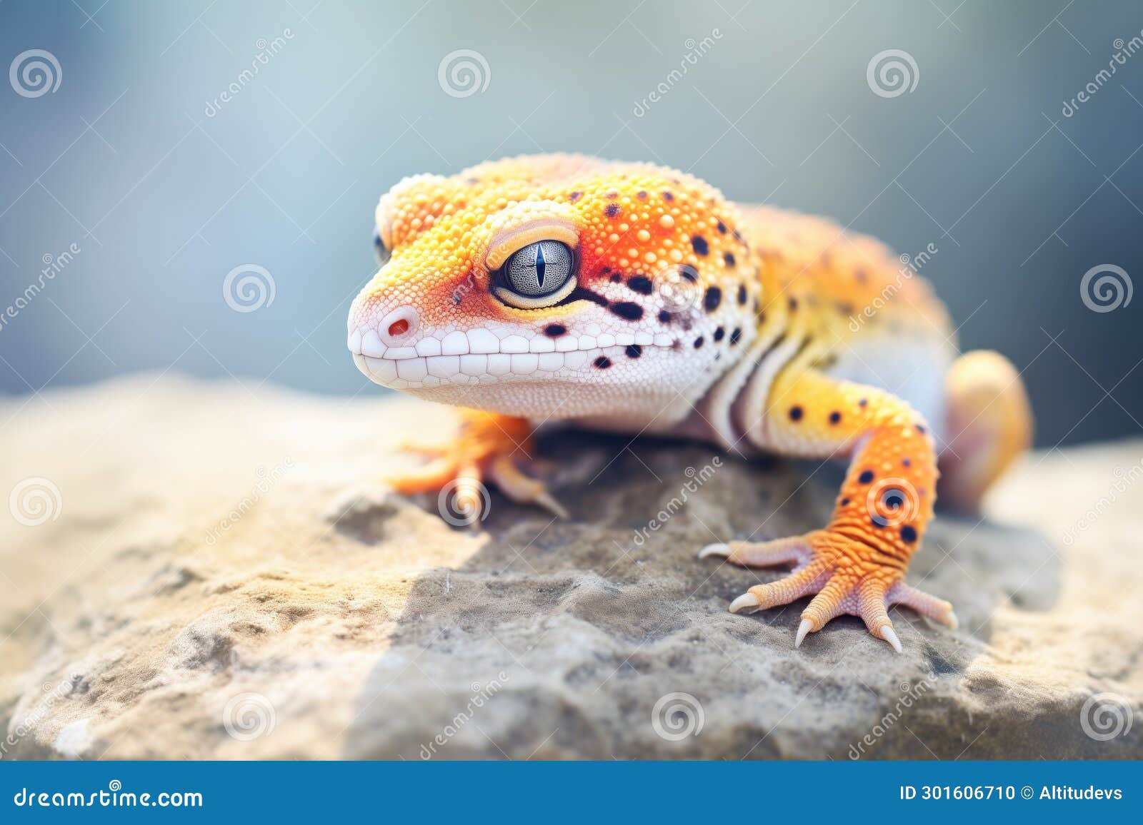 Leopard Gecko Basking on a Warm Stone Stock Illustration - Illustration ...