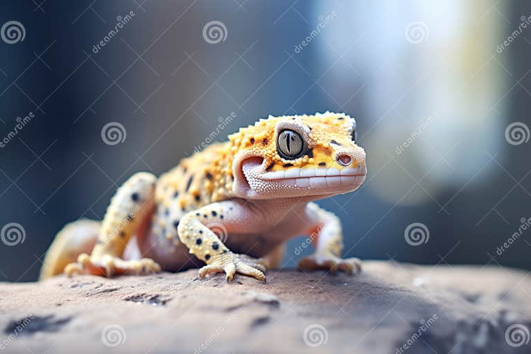 Leopard Gecko Basking on a Warm Stone Stock Image - Image of basking ...