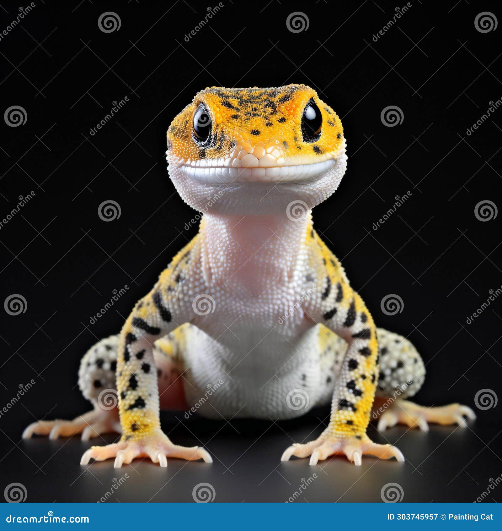 Leopard Gecko on a Black Background, Studio Photography of a Lizard ...