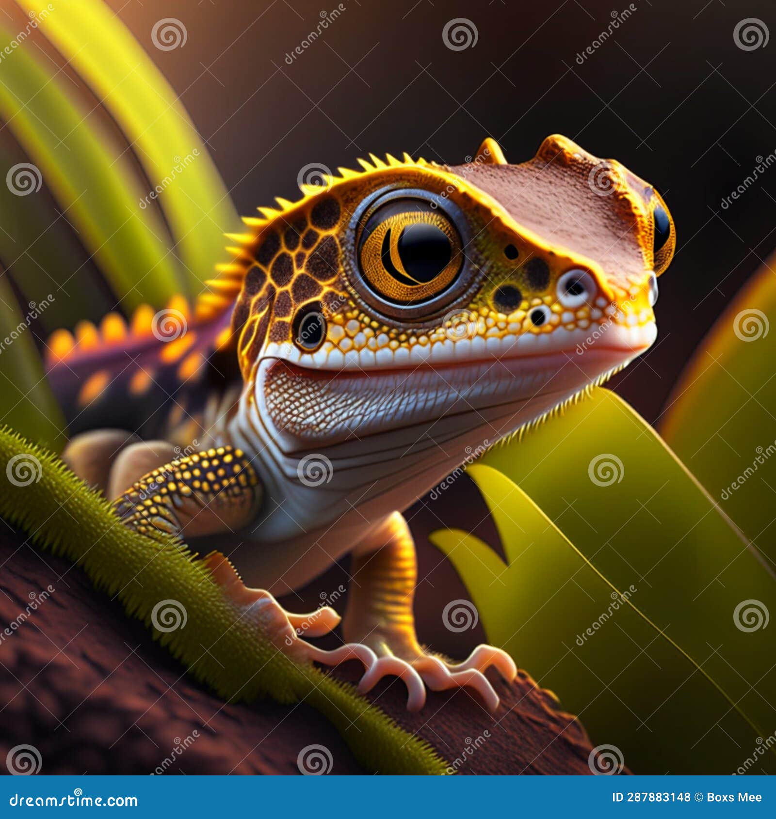 Leopard Gecko (Eublepharis Maculatus) AI Generated Stock Illustration ...